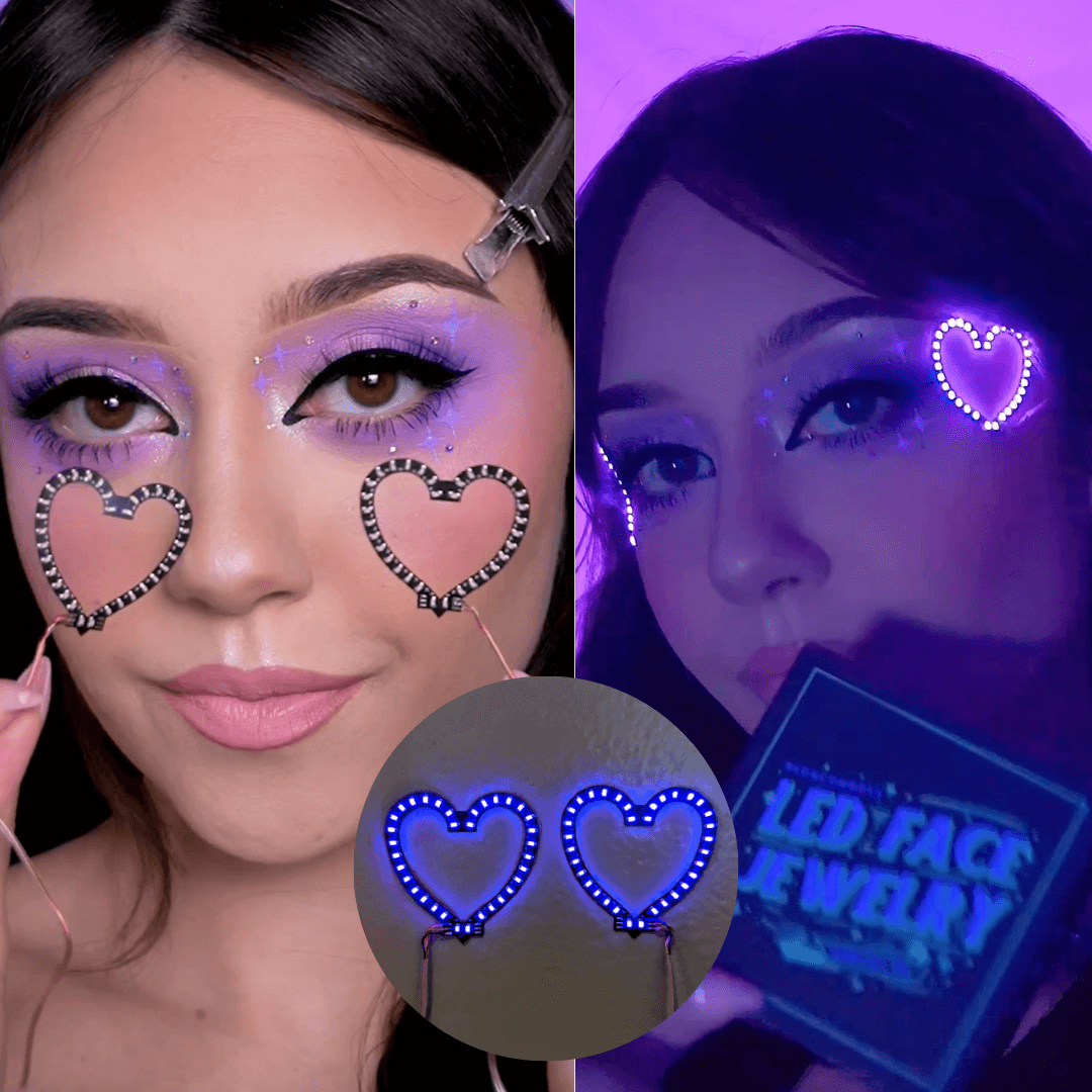 Heart LED Face Jewelry | Light up Stickers for Skin | Neon Cowboys®
